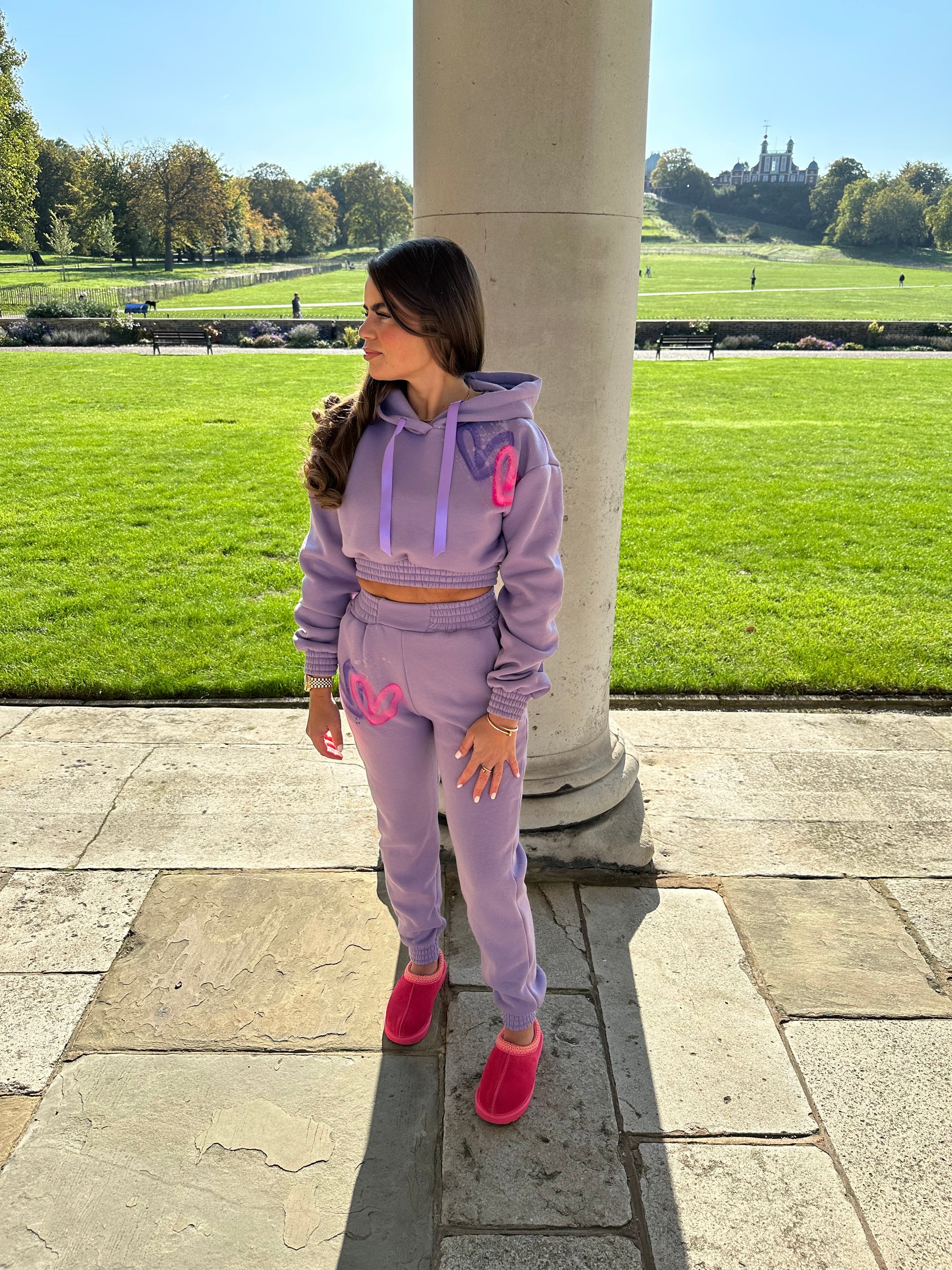 Purple&pink heart cropped tracksuit💜🩷 – littlefootprintss